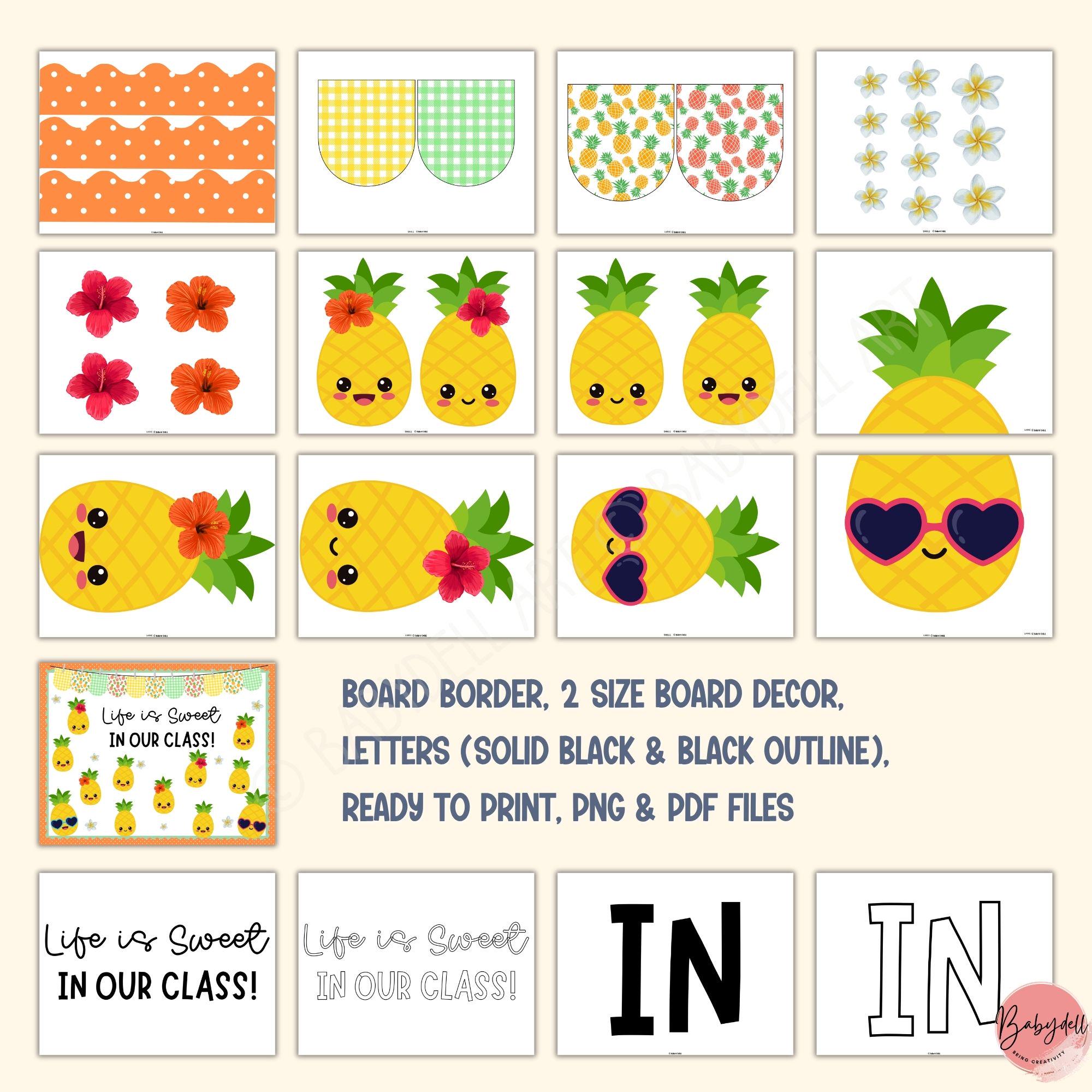 Pineapple Classroom Bulletin Board Kit Summer Printable Decor for ...