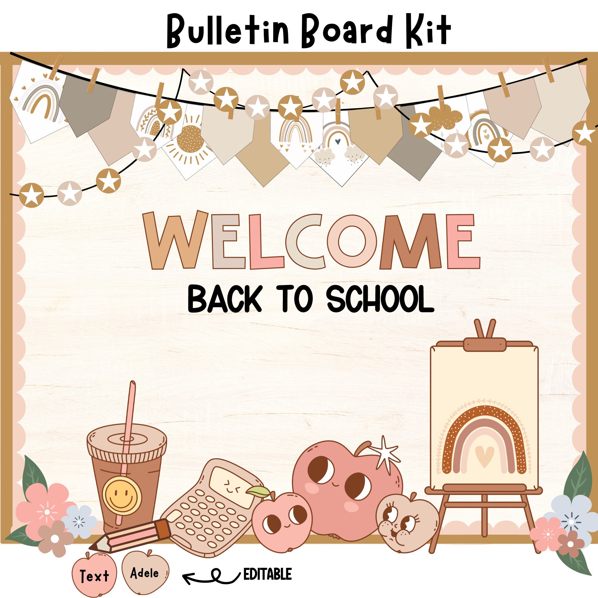 Back to School Bulletin Board Kit Boho Rainbow Classroom Decor ...