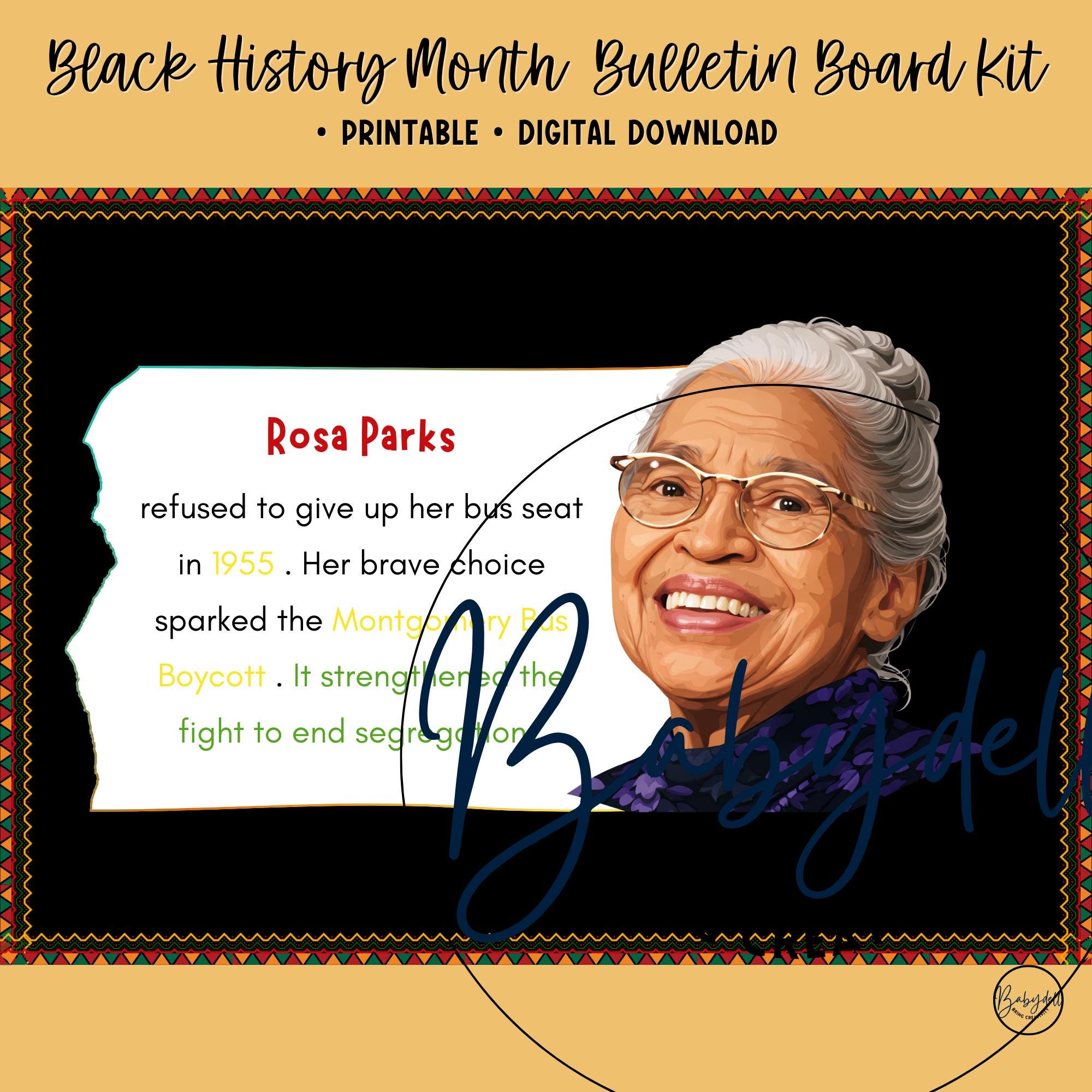 Black History Month Bulletin Board Kit 12 Important Figures Classroom ...