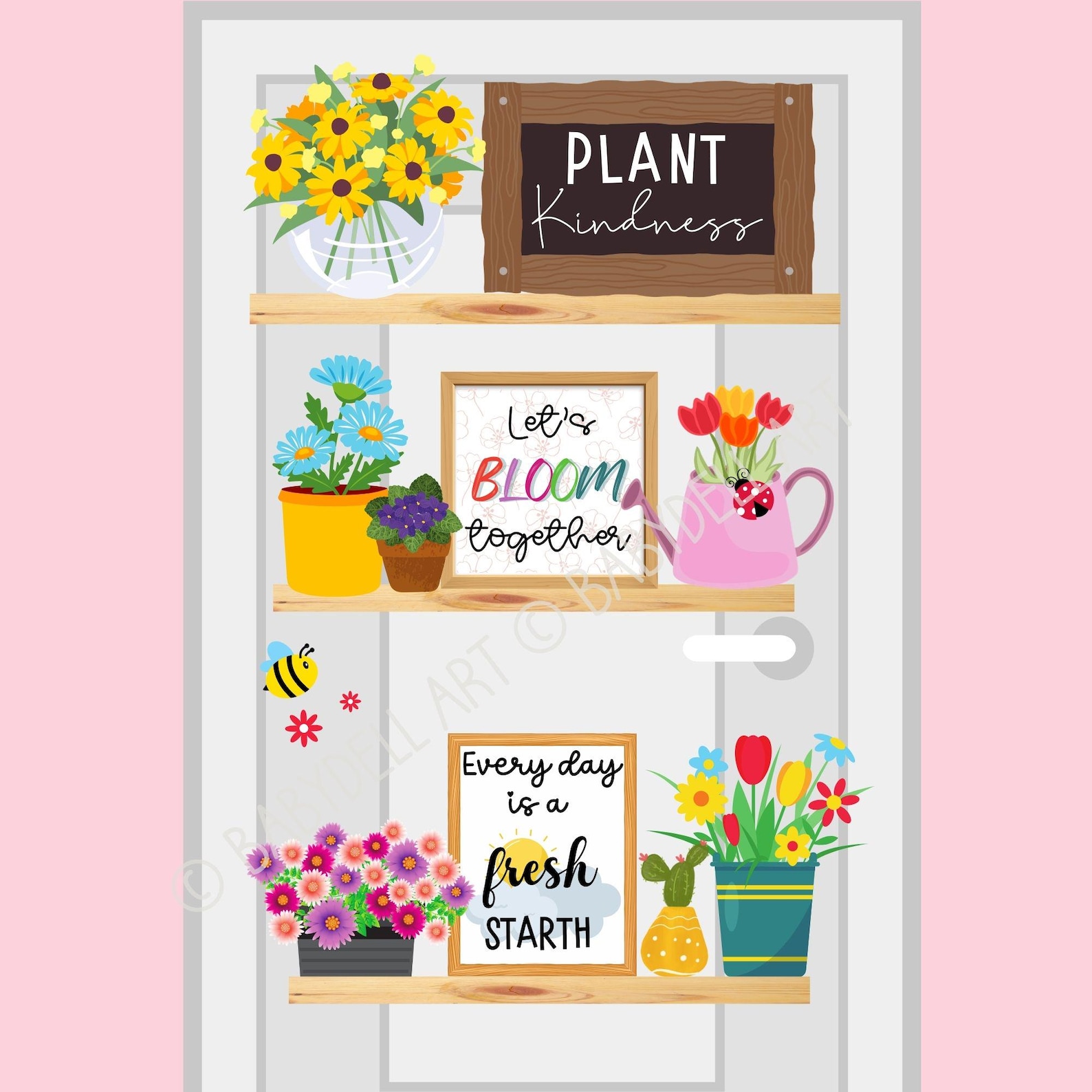 Spring Board Kit Plant Kindness Floral Classroom Door Decor - Etsy