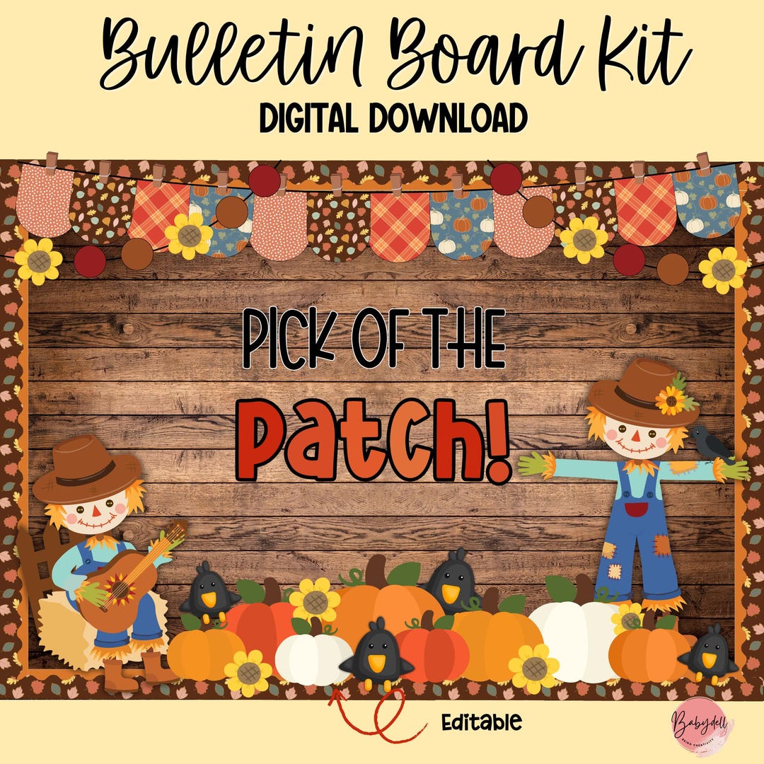 Scarecrow Bulletin Board Kit for a Rustic Fall Classroom Door Display ...