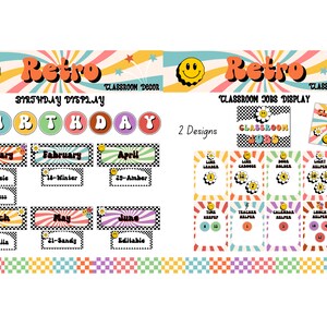 Groovy Retro Classroom Decor Bundle Editable 70s Smiley Face Theme ...
