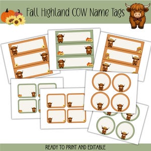 Fall Highland Cow Name Tags: Autumn Classroom Decor (editable Templates ...