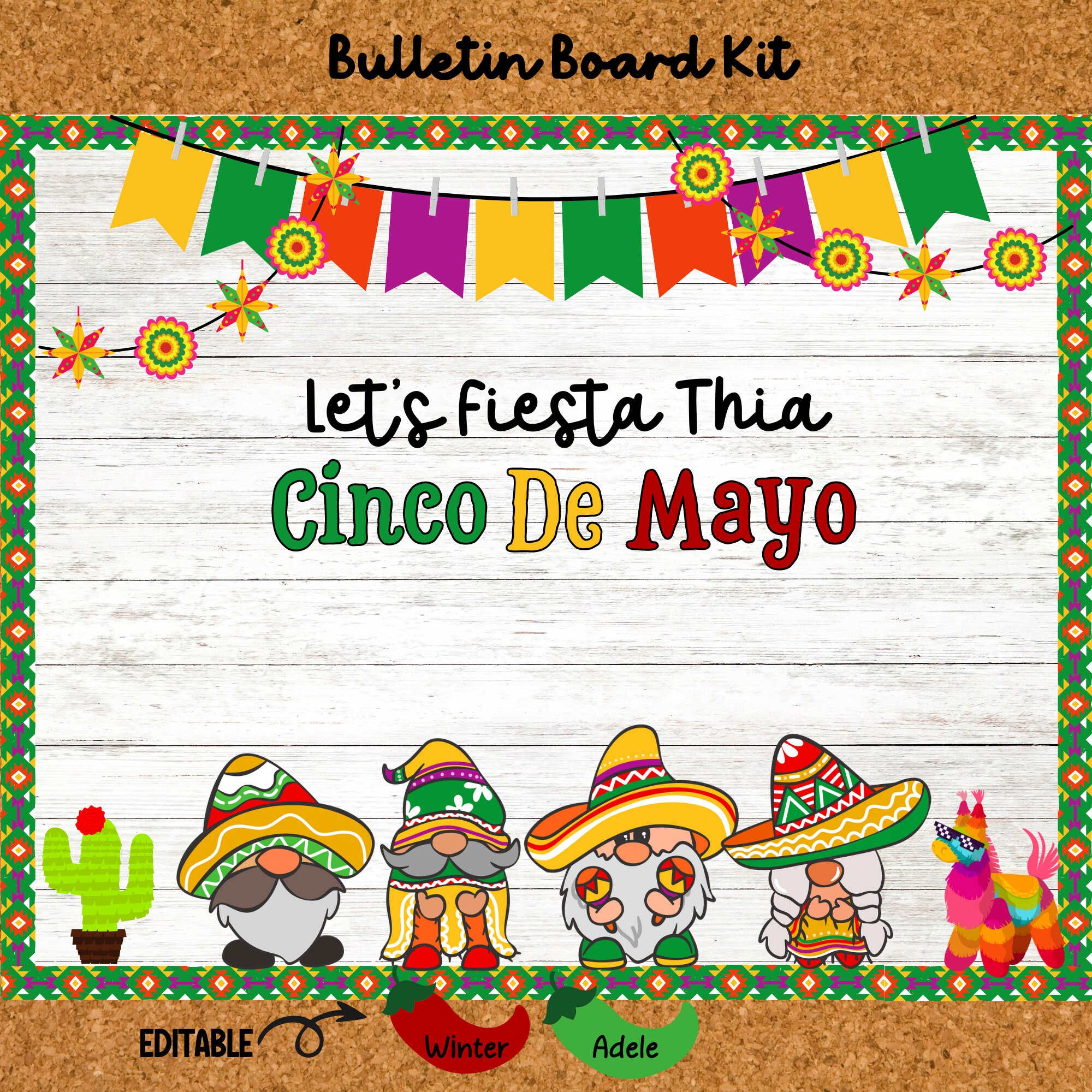 Gnomes Let's Fiesta This Cinco De Mayo Tropical Classroom Door ...