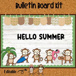 Summer Bulletin Board Kit Monkey Swinging Into a Summer Bulletin Board ...