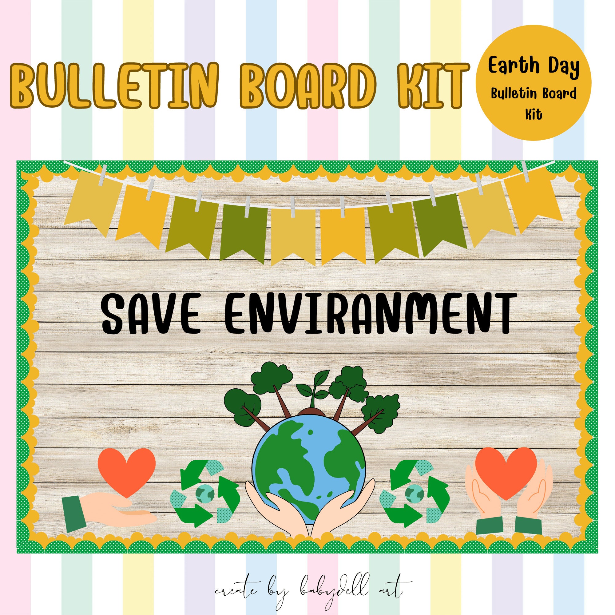 Earth Day Bulletin Board Classroom Display Door Decor Kit, REDUCE REUSE ...