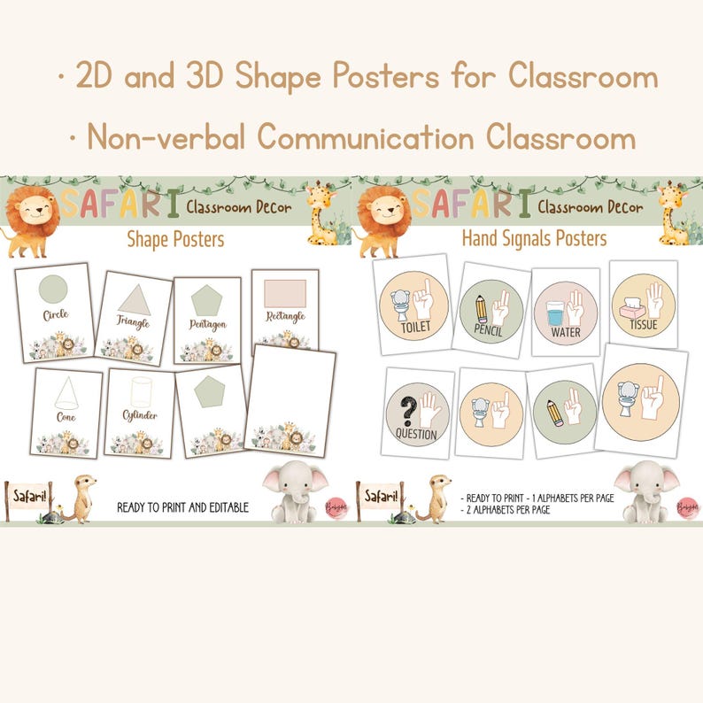 Safari Classroom Decor Bundle Neutral Jungle Theme Boho Animal Print ...