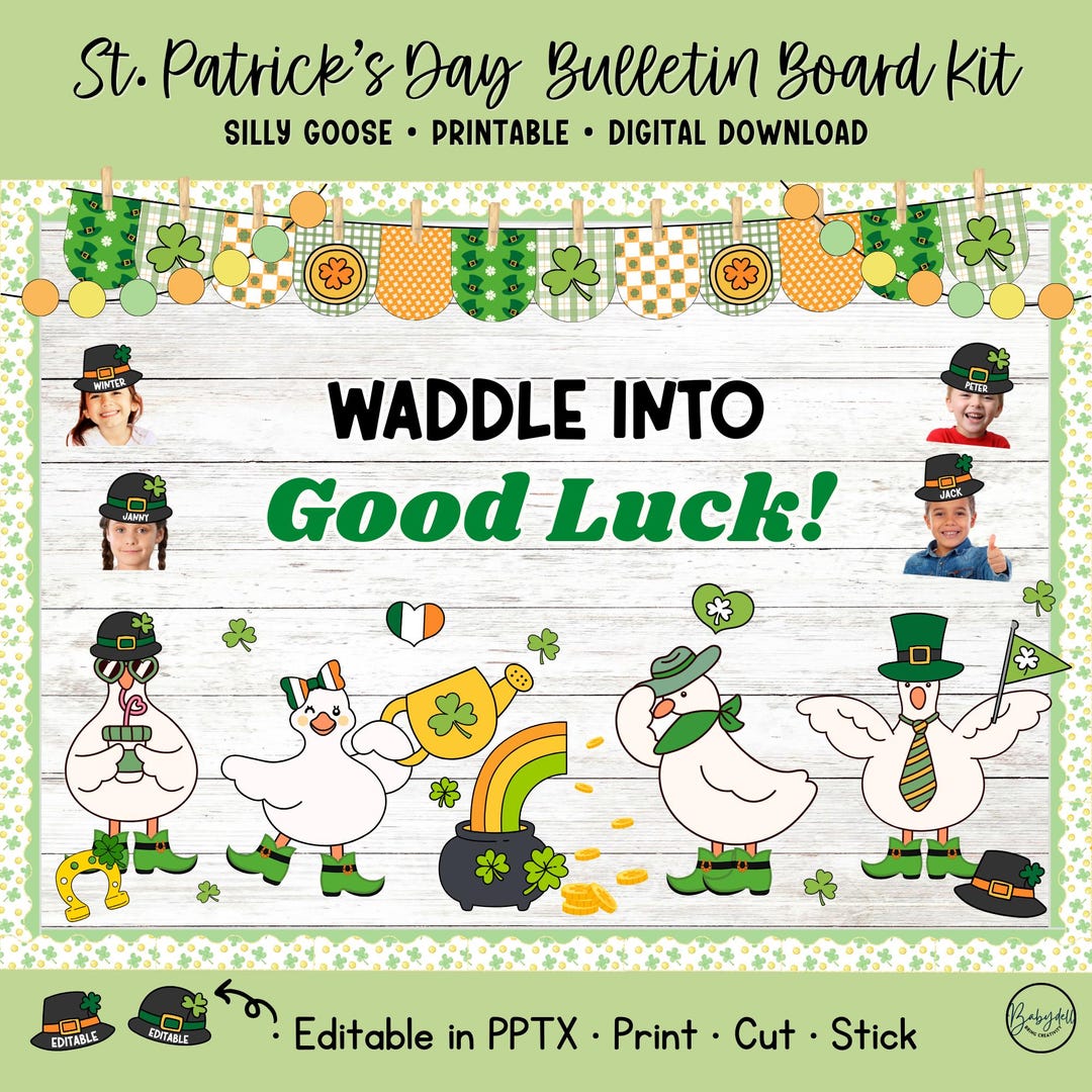 St Patricks Day Bulletin Board Kit Silly Goose Theme Printable March ...
