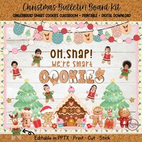 Christmas Bulletin Board Kit, Gingerbread Bulletin Board, Printable ...