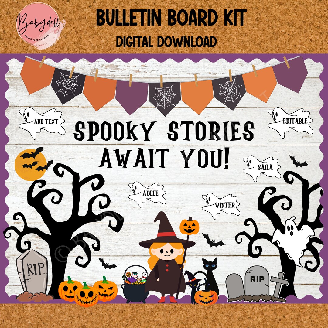 Spooky Stories Halloween Bulletin Board Kit: Editable Classroom Decor ...