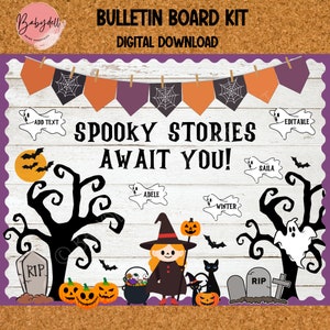 Halloween Bulletin Board Decor Spooky Stories Bulletin Board Kit ...