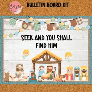 Christmas Nativity Bulletin Board Kit | Christian December Decor ...