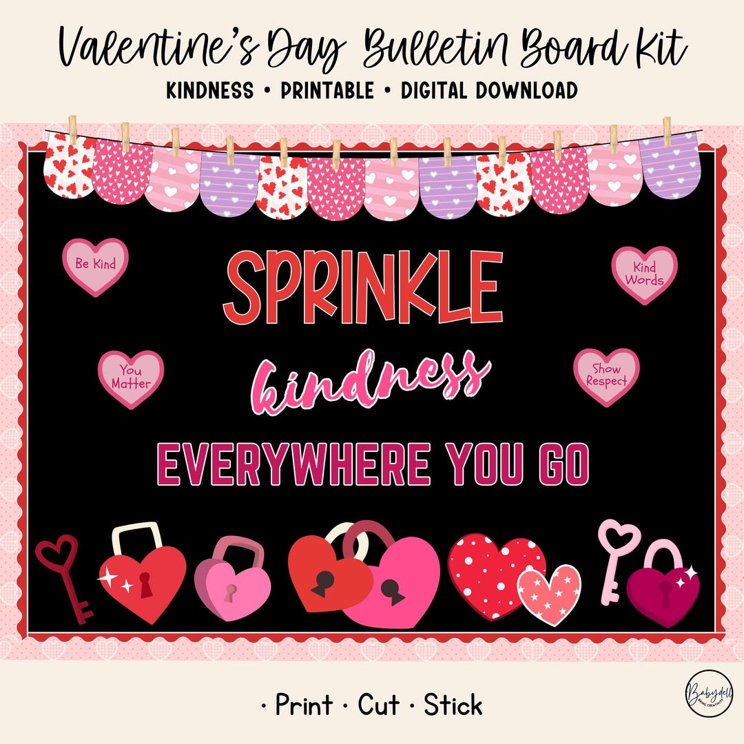 Sprinkle Kindness Valentine Bulletin Board Kit for Classroom Door Decor ...