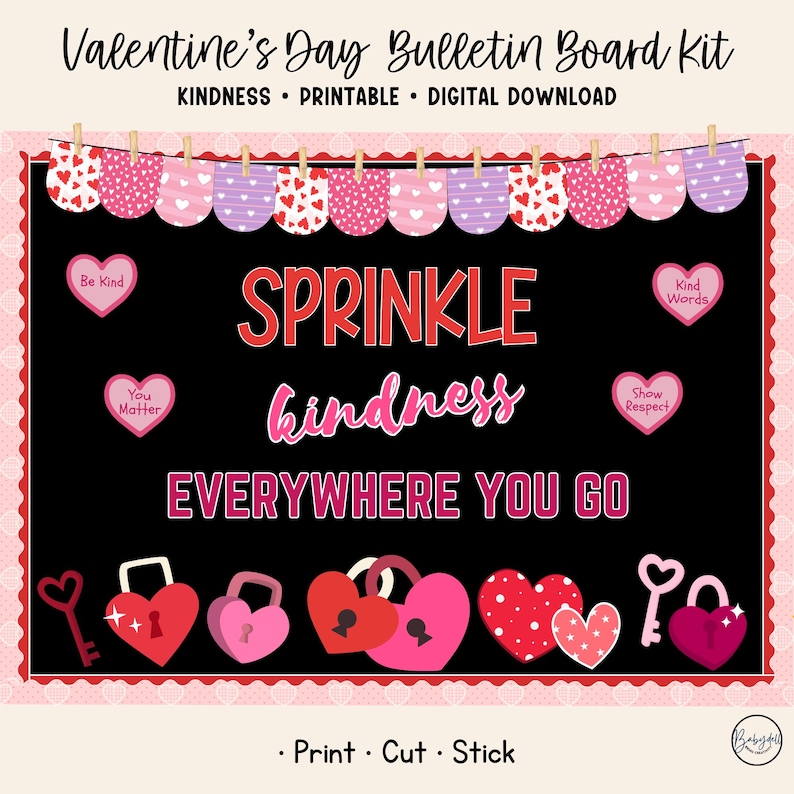 Sprinkle Kindness Valentine Bulletin Board Kit for Classroom Door Decor ...
