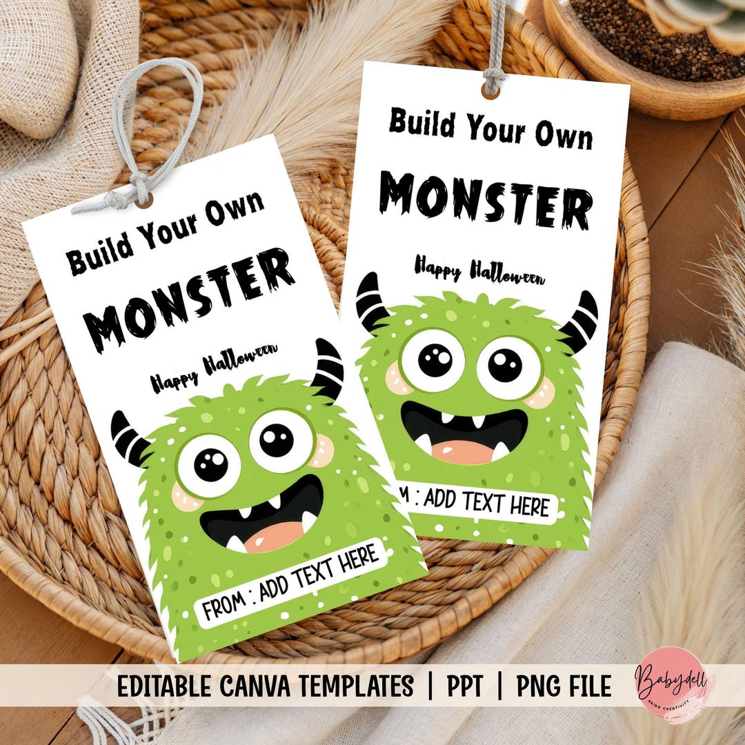 Printable Build a Monster Gift Tags for Kids Halloween Party Favors - Etsy