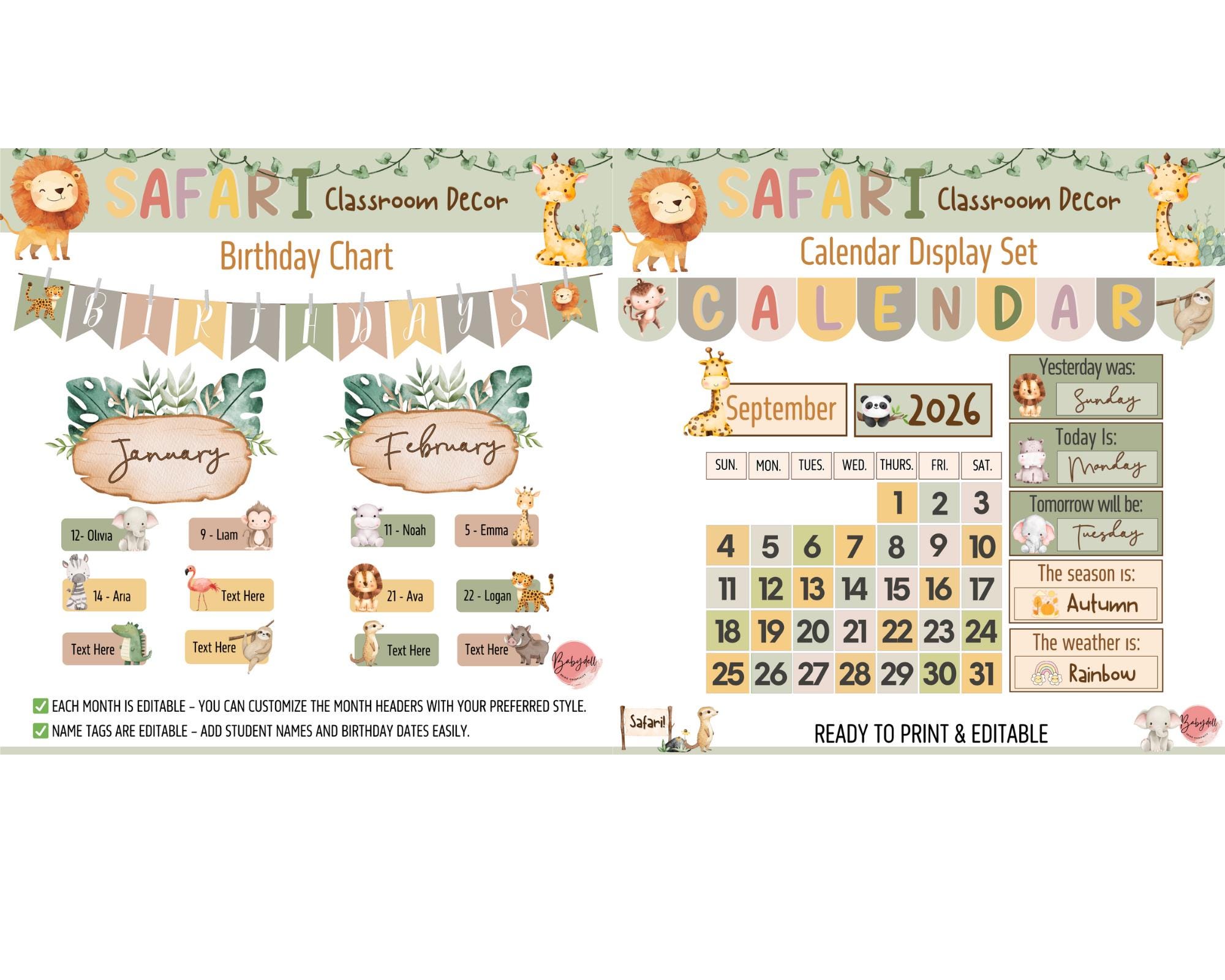Safari Classroom Decor Bundle: Neutral Animal Prints, Boho Theme ...