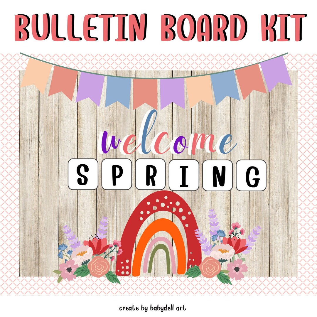 Boho Rainbow Spring Bulletin Board | Classroom Door Decor | Boho ...