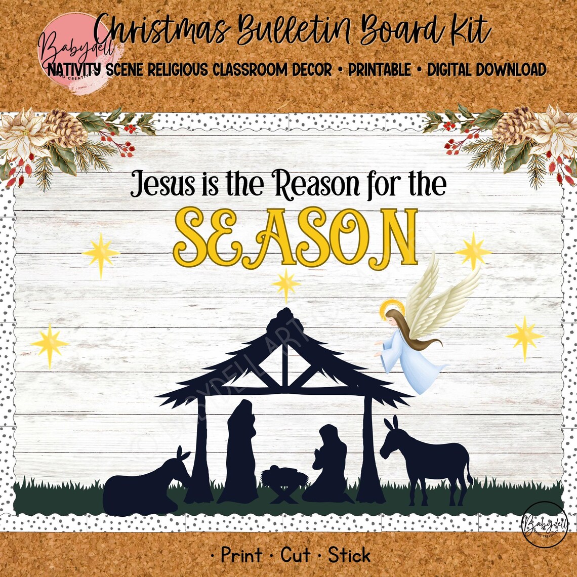 Nativity Scene Bulletin Board Kit: Religious Christmas Classroom Decor ...
