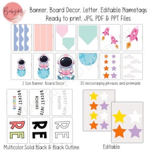 Pastel Space Bulletin Board Kit: Retro Rocket Classroom Decor ...