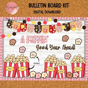 New Year Bulletin Board Kit - Popcorn Door Decoration - Poppin' Into ...