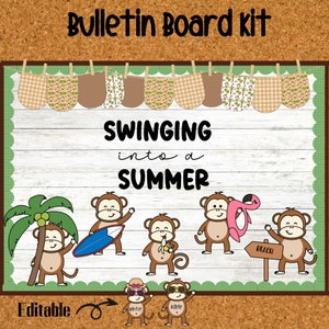 Summer Bulletin Board Kit Monkey Swinging Into a Summer Bulletin Board ...