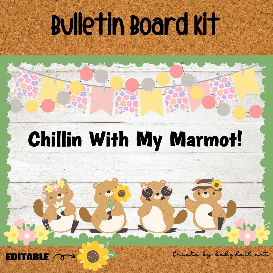 Spring Bulletin Board Door Decor March April Boards Happy Marmot Spring ...