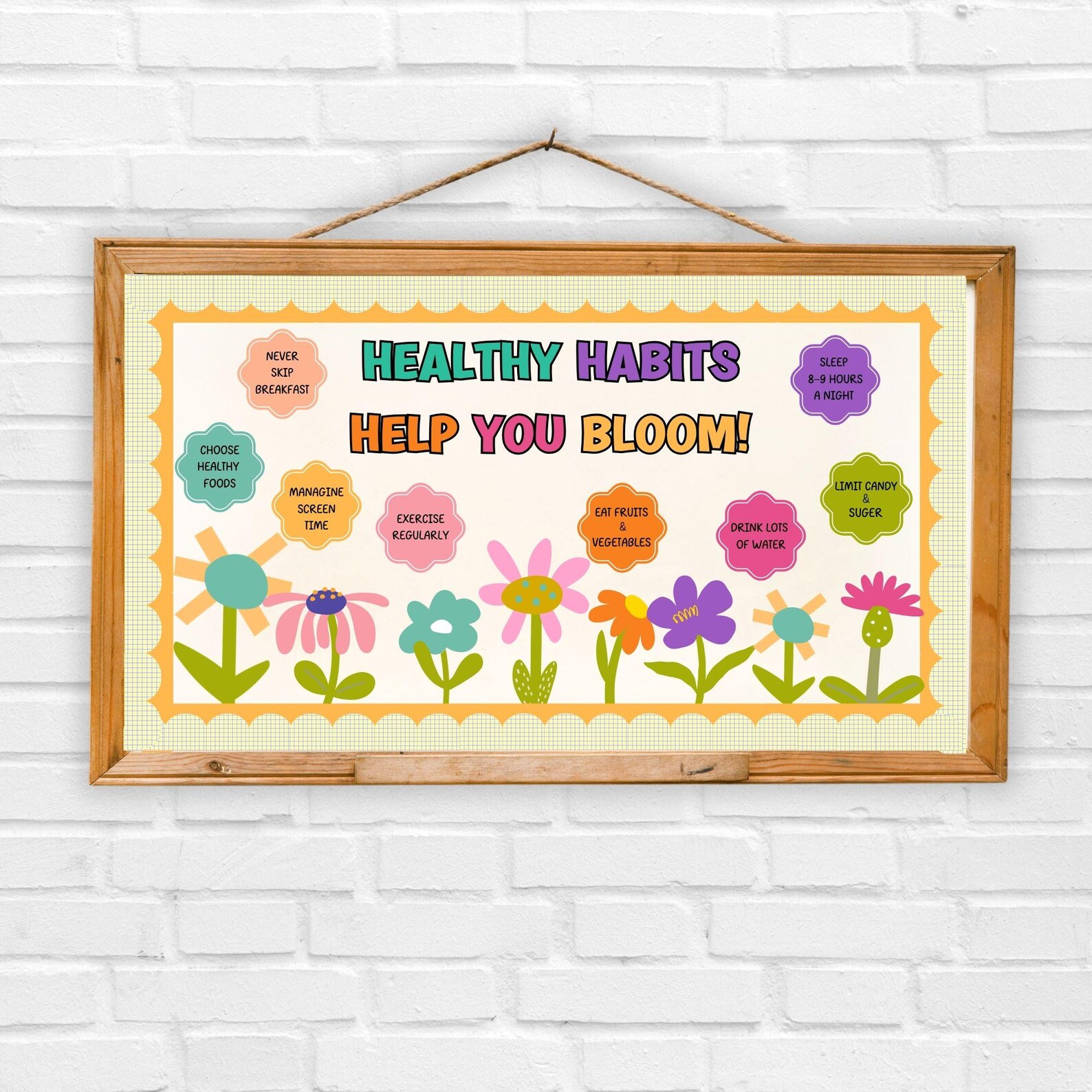 Healthy Habits Decor Spring Bulletin Board Kit School Nurse Wellness ...