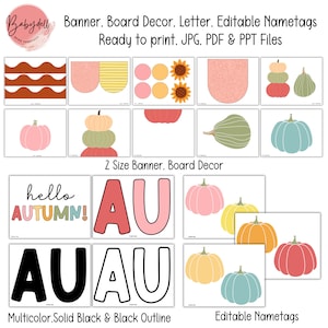 Pastel Pumpkin Bulletin Board Kit: Boho Fall Classroom Decor (PNG, PDF ...