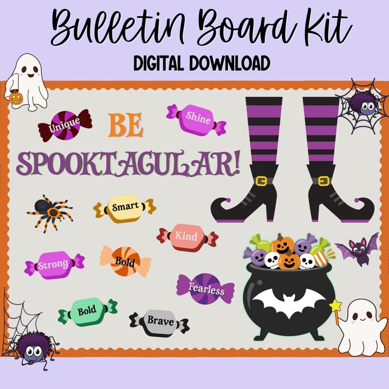 Halloween Bulletin Board Kit: Positive Classroom Decor (digital ...