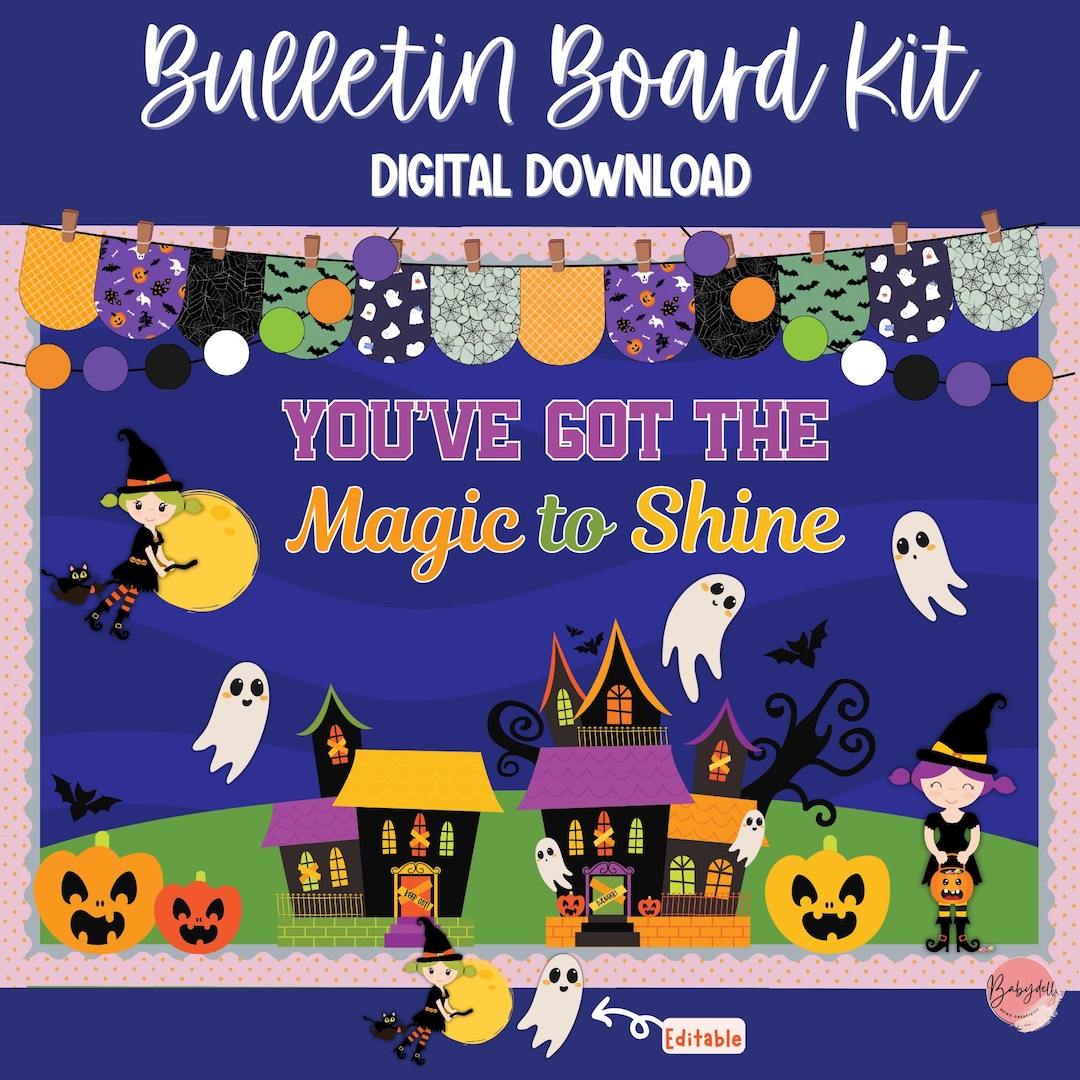 Halloween Witch Ghost Bulletin Board, Editable Classroom Decor Kit ...