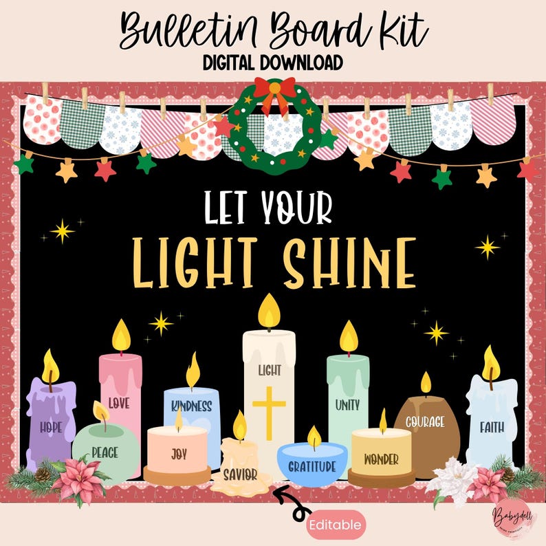 Editable Advent Candle Bulletin Board Kit for Sunday School - Etsy