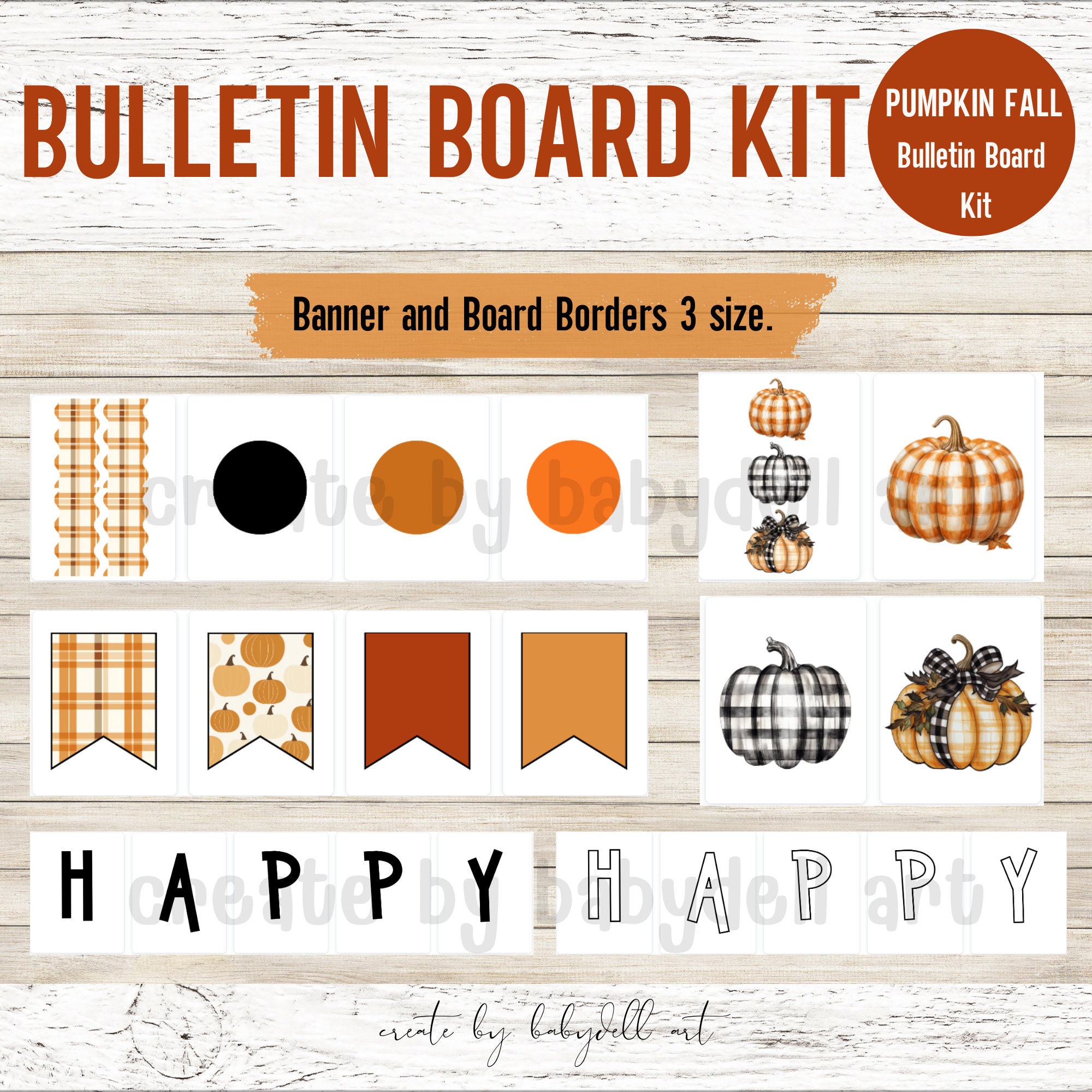 Pumpkin Fall Bulletin Board Door Decor Happy fall Bulletin Board Kit - Etsy