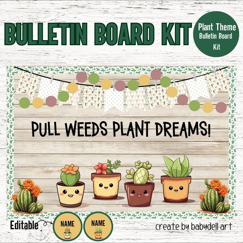 Cactus Theme Plant Theme Bulletin Board Kit spring Kindness - Etsy