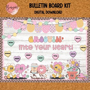 Groovy Valentine's Day Bulletin Board Kit - Retro Classroom Decor for ...