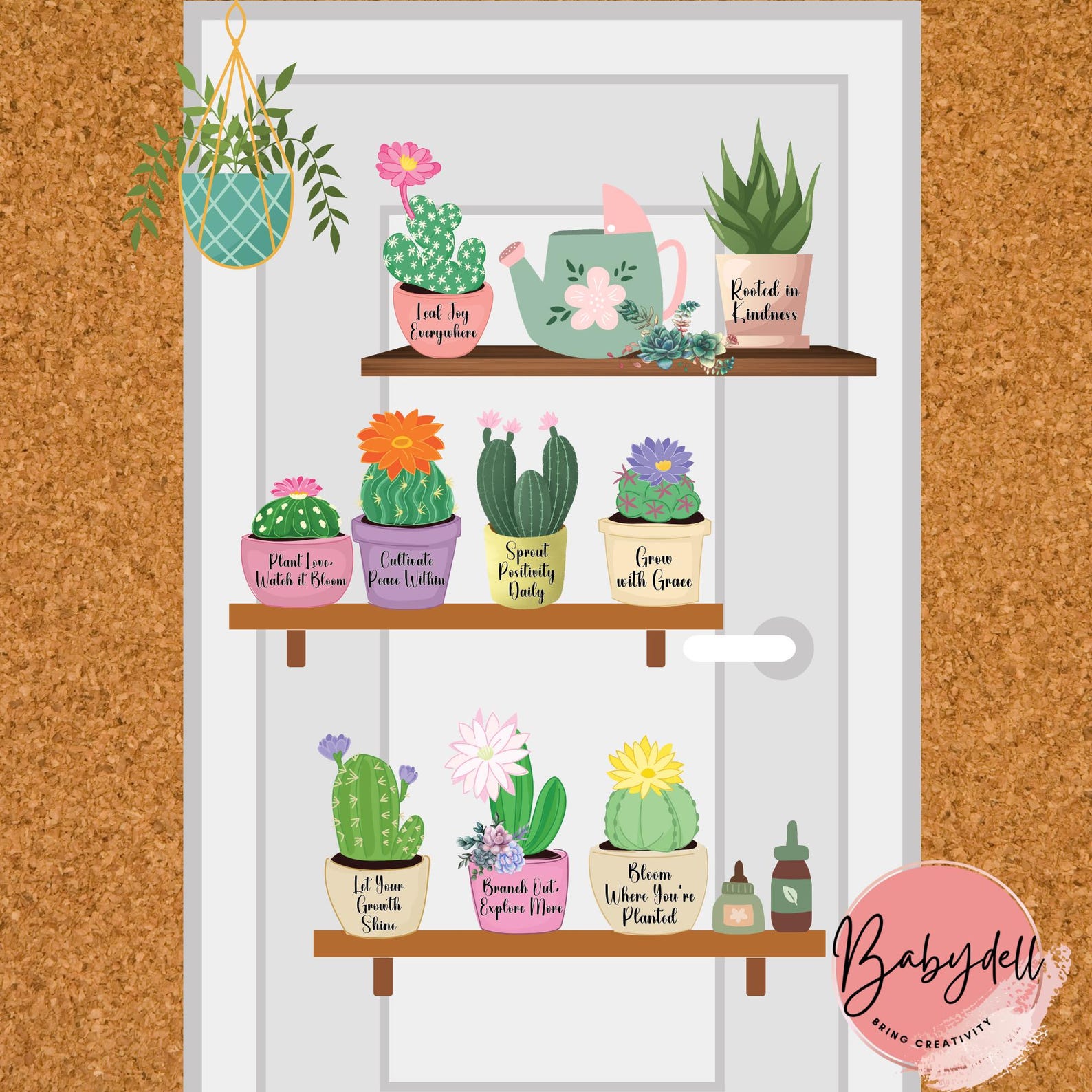 Plants Kindness Classroom Bulletin Board Kit, Printable Cactus Decor ...