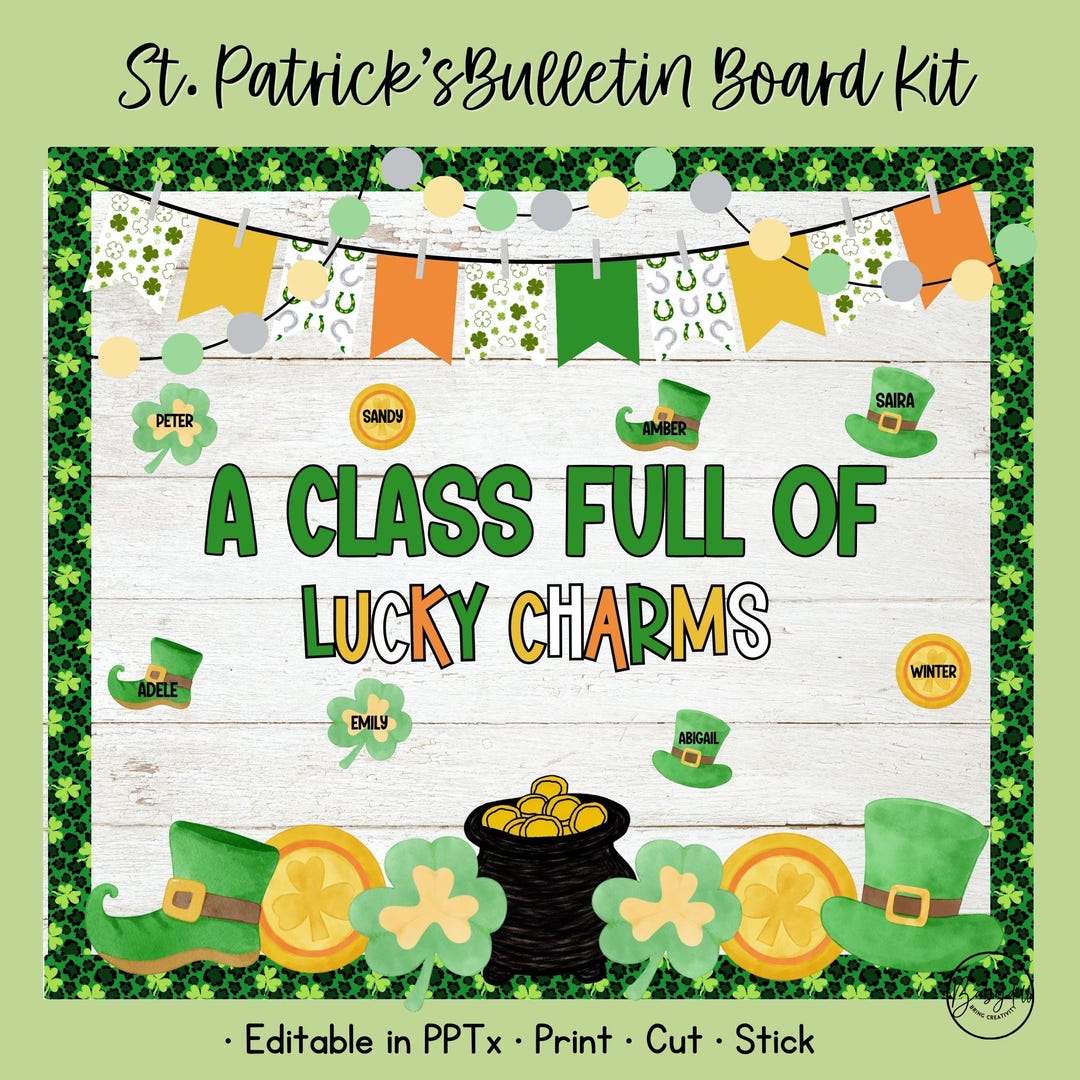 St Patricks Day Bulletin Board Kit Class Full of Lucky Charms Decor ...