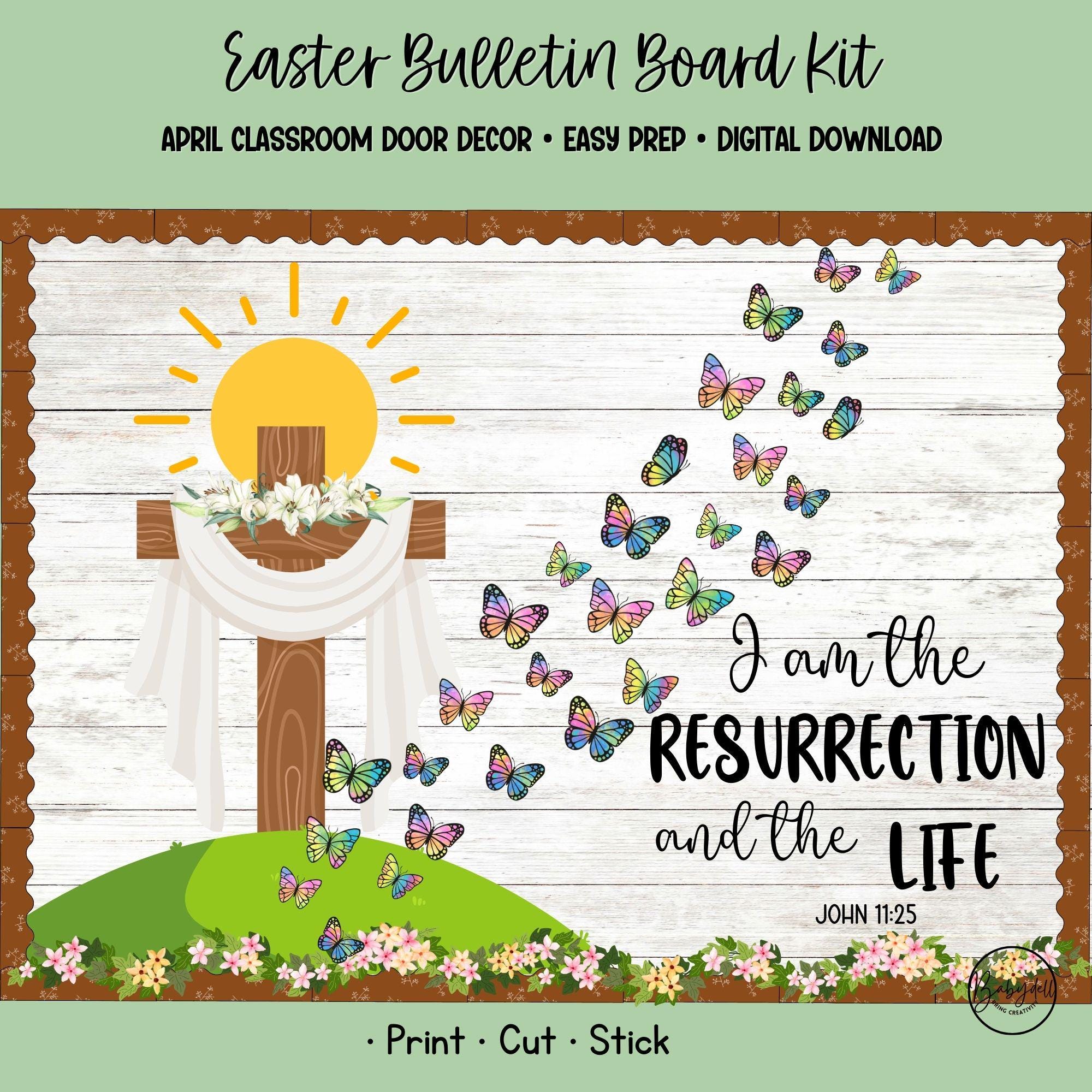 He Lives Easter Bulletin Board Kit Christian Classroom Decor Sunday ...