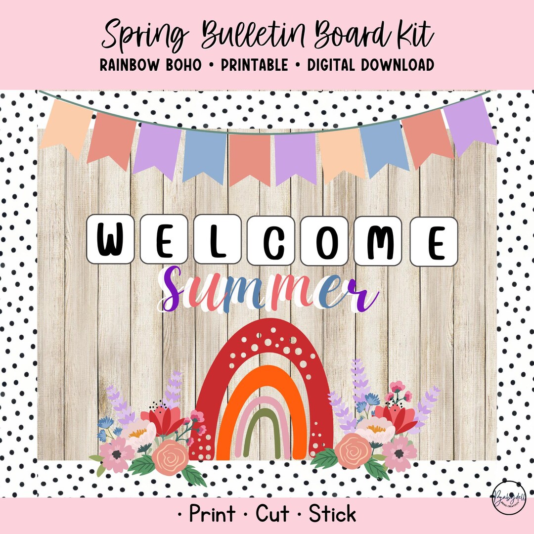 Boho Spring Bulletin Board Kit | Rainbow Classroom Door Decor - Etsy UK