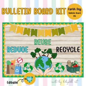 Earth Day Bulletin Board Classroom Display Door Decor Kit, REDUCE REUSE ...