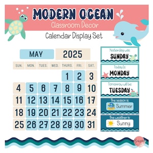 Modern Ocean Classroom Decor Bundle: Coastal Theme, Editable Posters ...