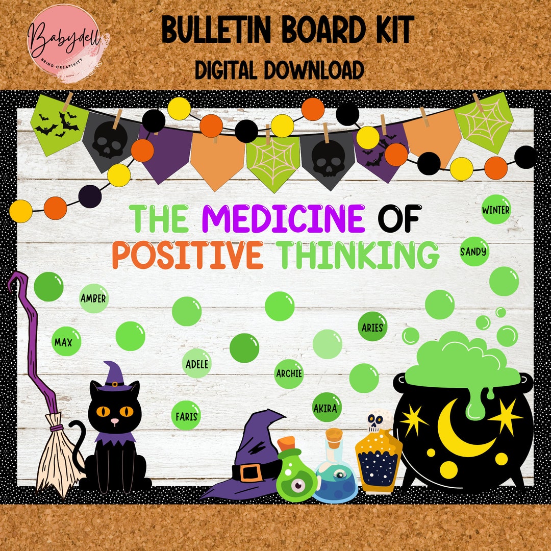 Halloween Bulletin Board Kit Motivational Bulletin Board Bubble Witch ...