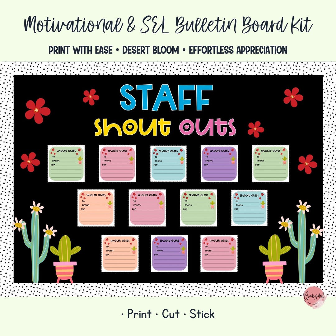 Staff Shout Out Bulletin Board Kit: Cactus Theme Employee Appreciation ...