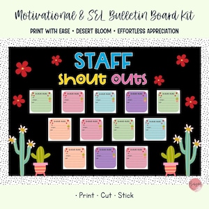 Staff Shout Out Bulletin Board Kit: Cactus Theme Employee Appreciation ...