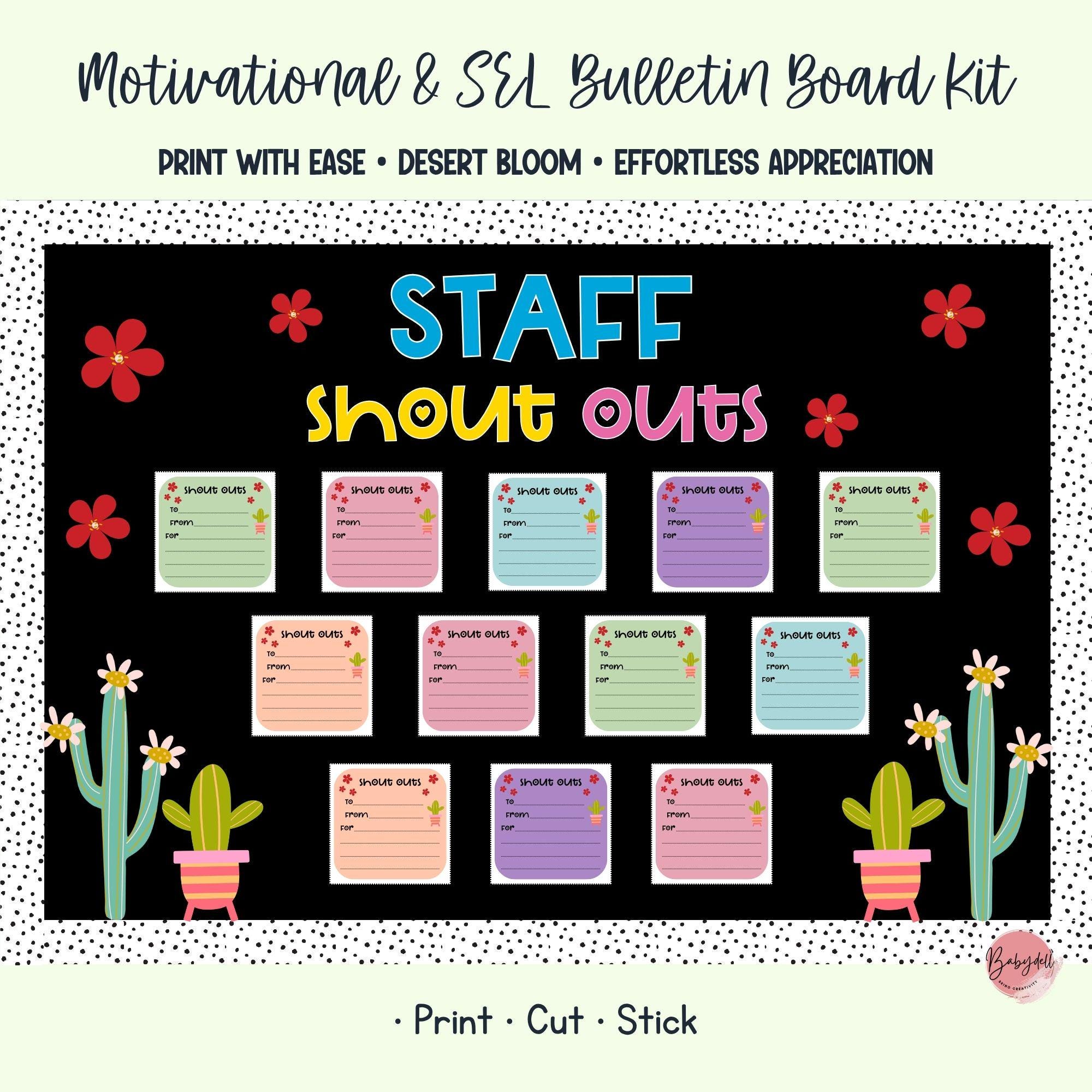Staff Shout Out Bulletin Board Kit: Cactus Theme Employee Appreciation ...