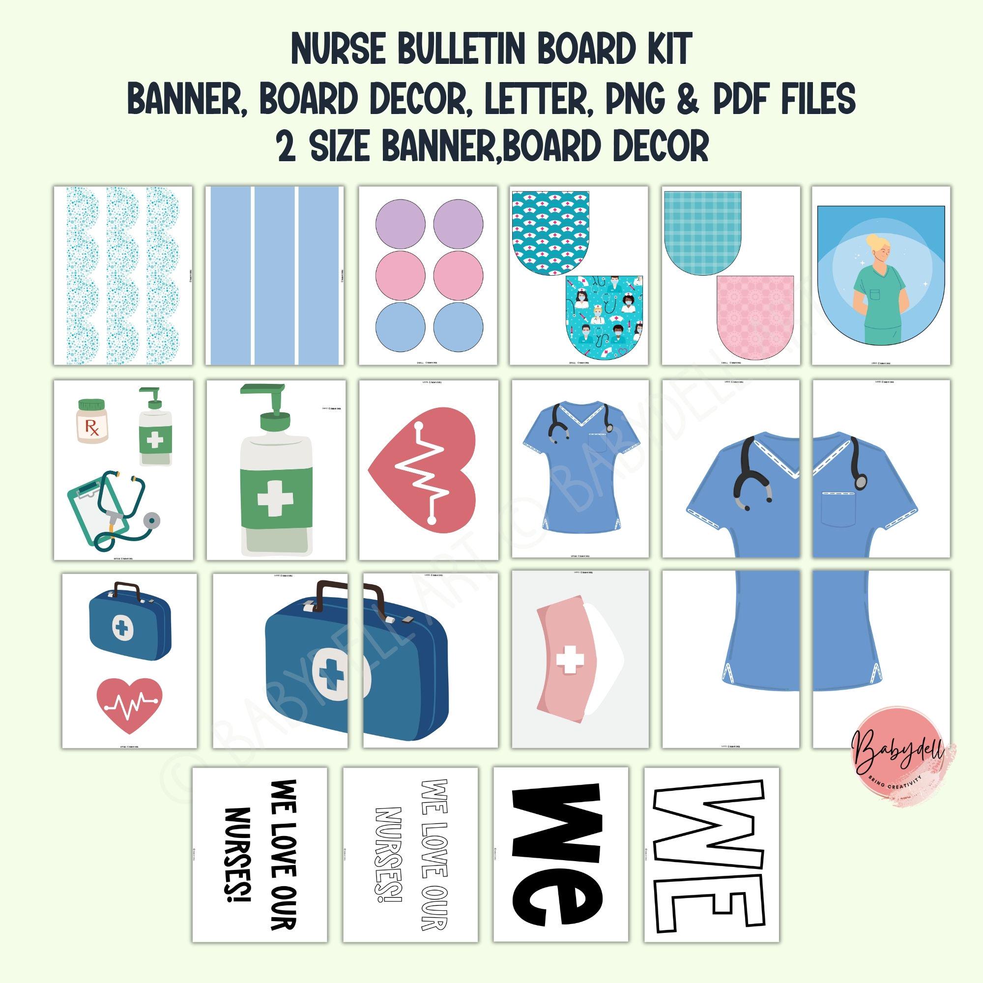 Nurse Bulletin Board Kit Healthcare Heroes Medical Clinic Door Decor ...