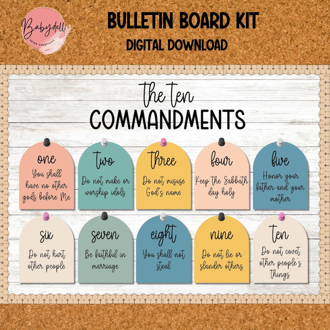 Ten Commandments for Kids Poster Christian Classroom Decor God's Rules ...