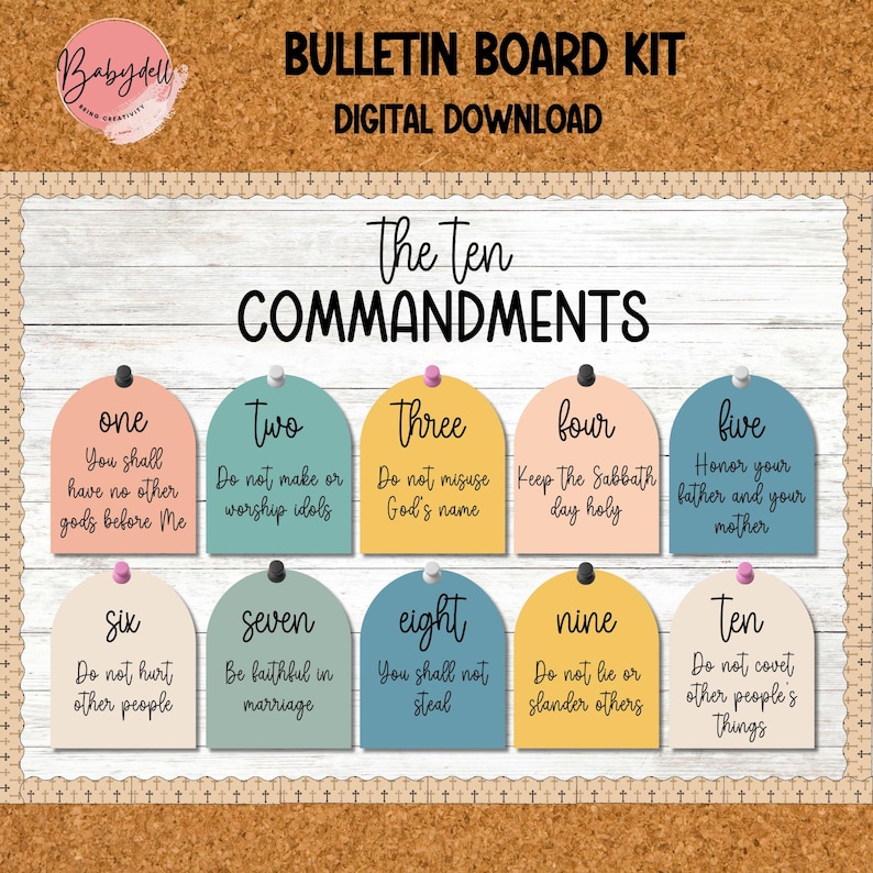 Ten Commandments for Kids Poster Christian Classroom Decor God's Rules ...