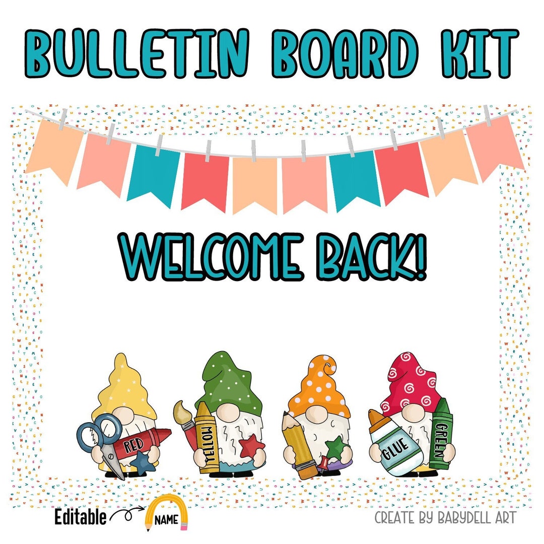Back to School Bulletin Board Kit Welcome Back Door Decor Gnome Door ...