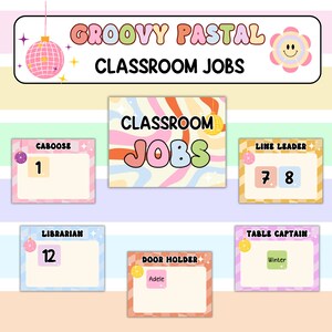 Groovy Pastel Classroom Jobs Chart | Editable Student Job Display ...