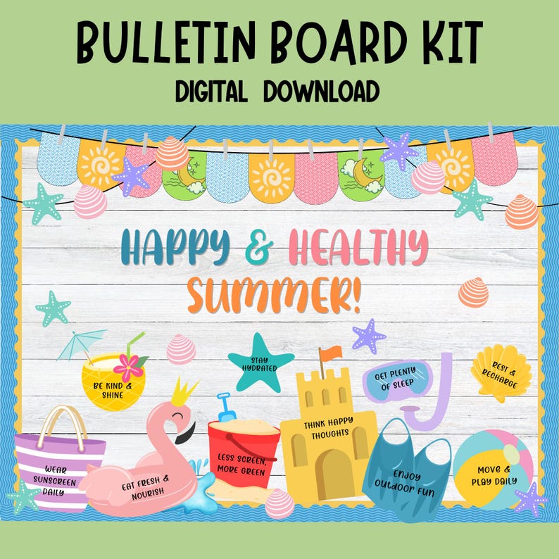 Summer Healthy Habits Bulletin Board Kit: Classroom Wellness Display ...